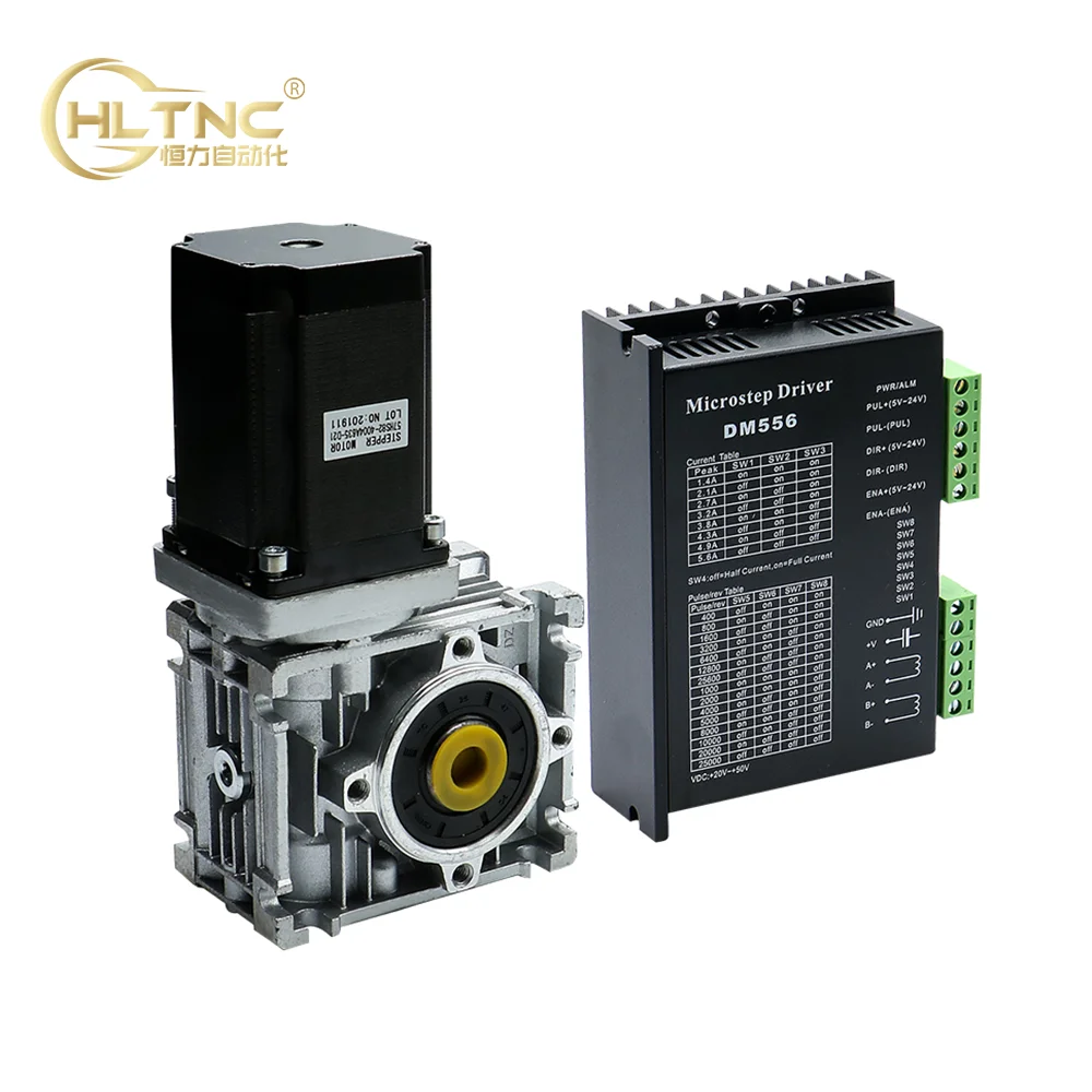 5:1 ~ 80:1 웜 감속기 RV030 웜 기어 박스 감속기, Nema 23 스테퍼 모터 포함, 2.2NM DM542 드라이버 ...