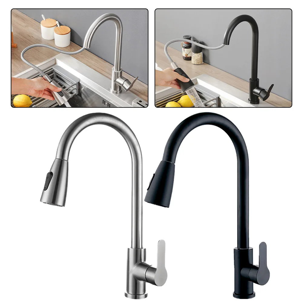 Pull-Out-Water-Tap-Faucet-2-Sprayer-Modes-360-Degree-Rotation-Stainless ...