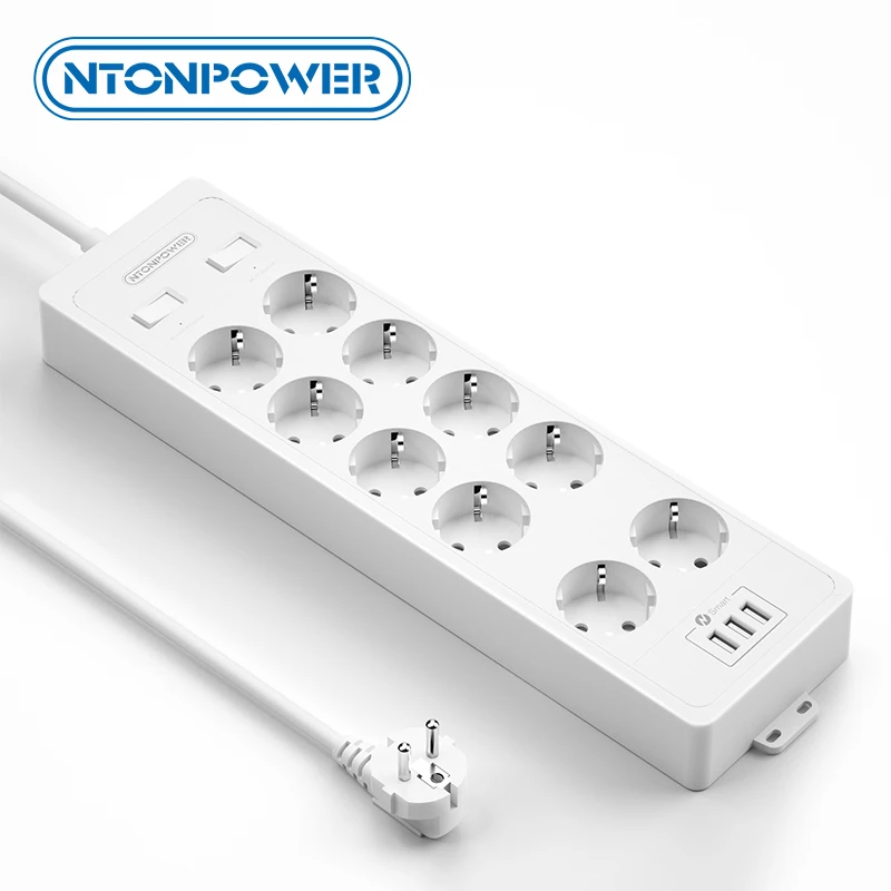 NTONPOWER Wall Mountable USB Power Strip 4000J Surge Protector Extra ...