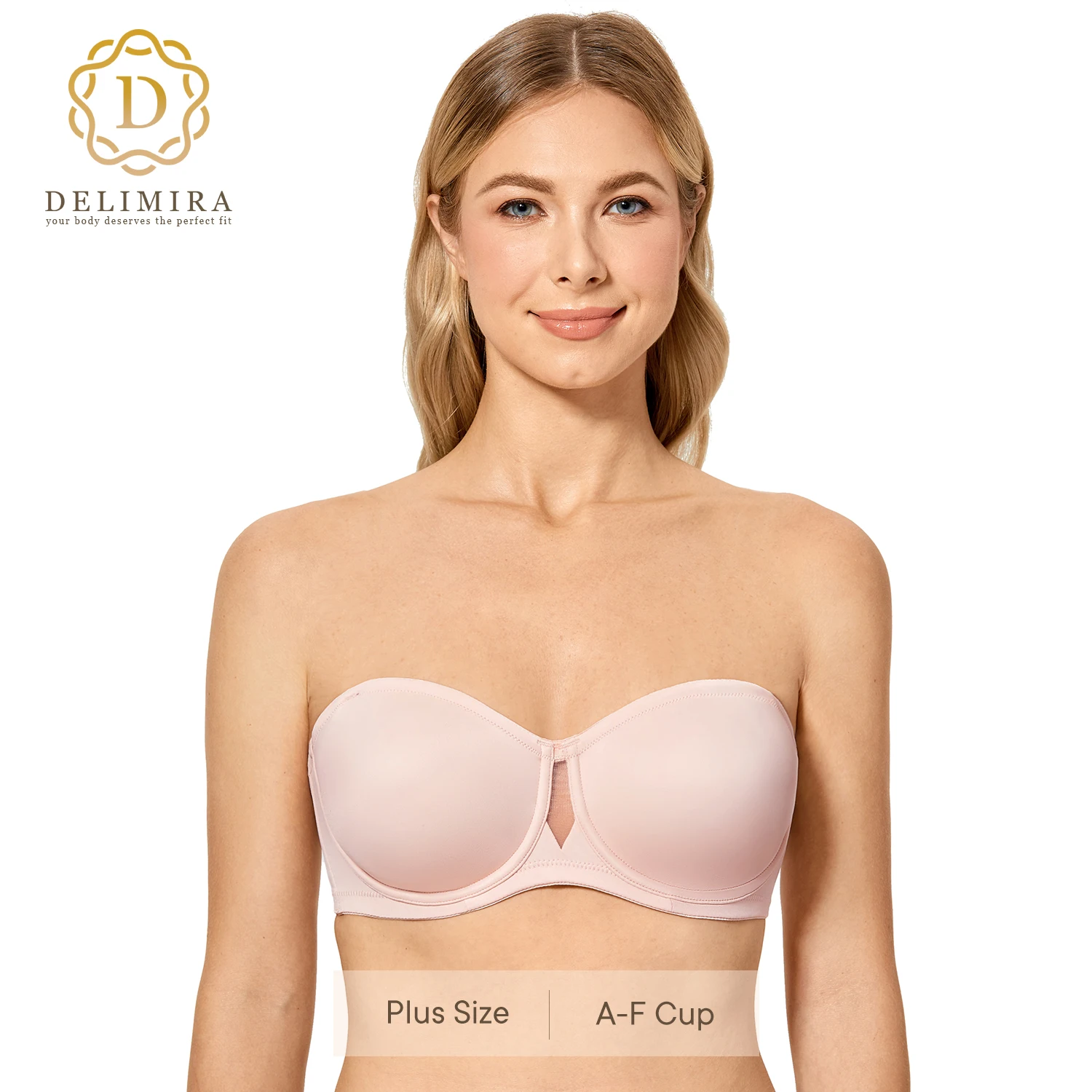 DELIMIRA-Women-s-Seamless-Strapless-Bra-Silicone-Plus-Size-Underwire-Non-Padded-Convertible ...