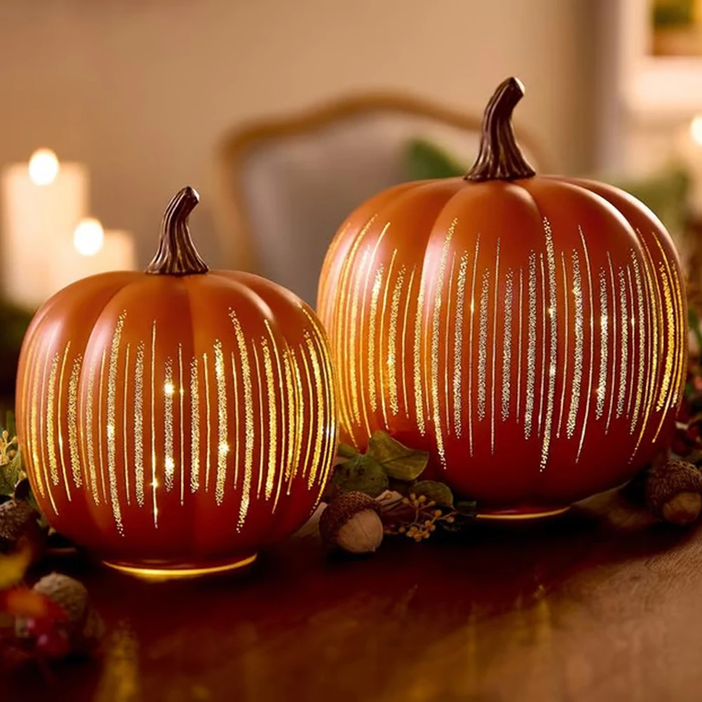 Halloween Twinkle LED Light Pumpkins with Timer Timer Lighted Sparkling ...