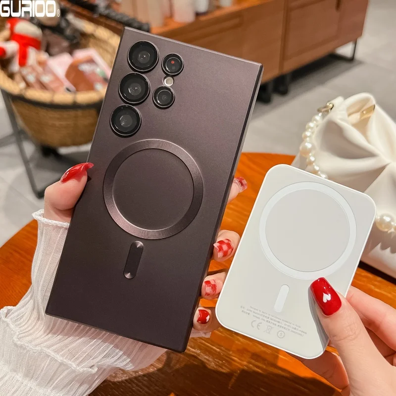 Metallic Finish MagSafe Magnetic Soft Phone Case for Samsung Galaxy S24 ...