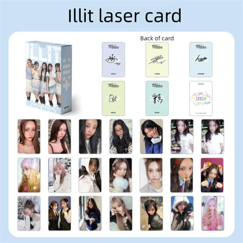 KPOP ILLIT 55pcs/set New Album Laser Cards Holographic Postcards LOMO ...