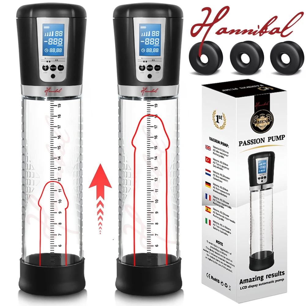 Hannibal LCD Electric Penis Pump Male Masturbator Cup Dick Extender ...