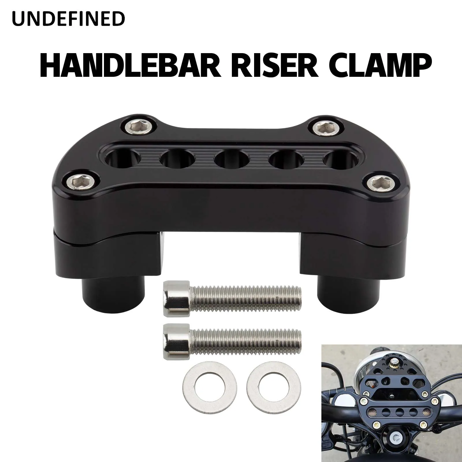 Black-Chrome-Motorcycle-Handlebar-Riser-Clamp-Kits-For-Harley-Softail ...