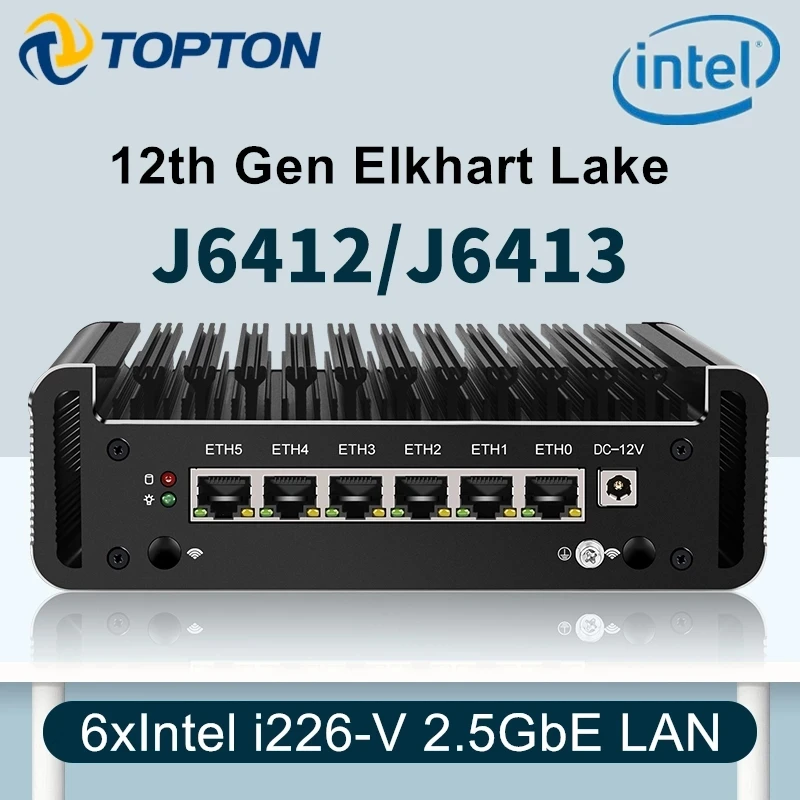 12th Gen Firewall Router Elkhart Lake Celeron J6413 J6412 6x Intel I226-v 2500mbps Nics Fanless ...