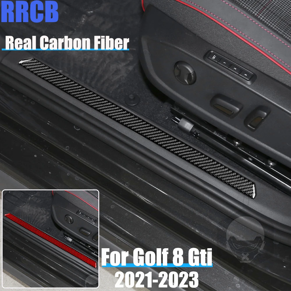 Real Carbon Fiber Car Accessories Door Sill Panel Trim Soft Cover ...