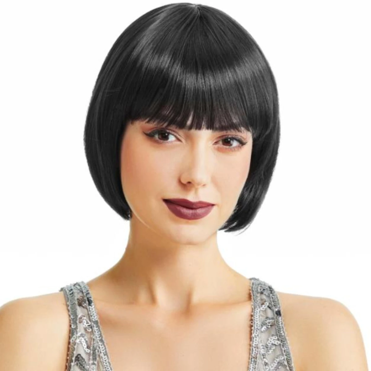 lack-Flapper-Bob-Wig-with-Bangs-20s-Wig-Costume-1920s-Flapper-Wigs-for ...