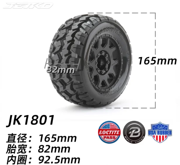 Jetko-Tomahawk-MT-3-8-pneus-montado-em-jantes-de-garras-pretas-macio-m ...