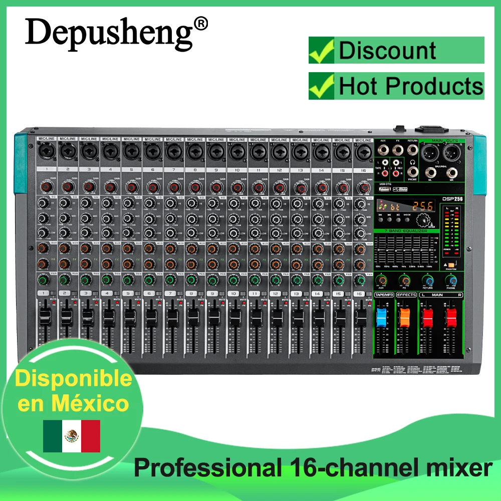 16-Channels-Audio-Sound-Mixer-Depushng-MG16-Mixing-DJ-Console-USB-with ...