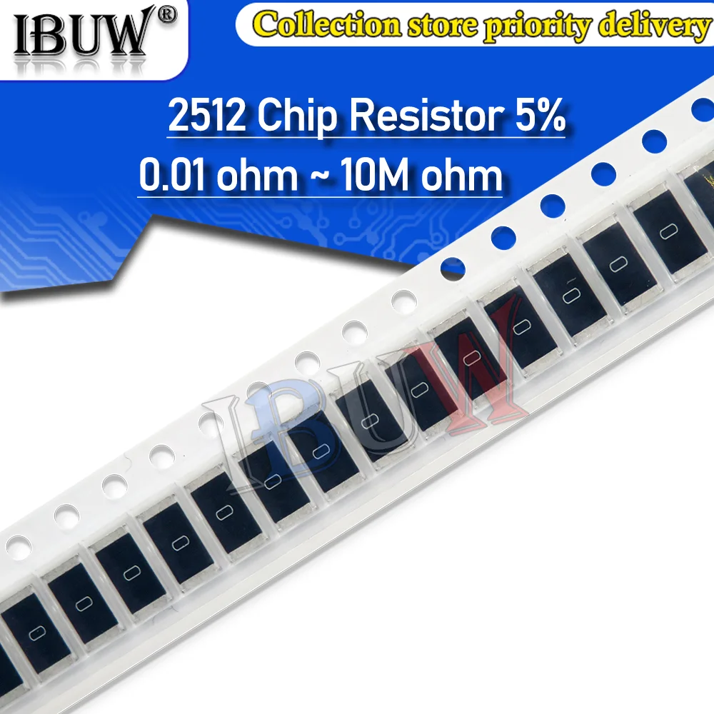 50pcs 2512 5% 1W SMD Chip Resistor resistors 0R - 10M 0 10 100 220 470 ...