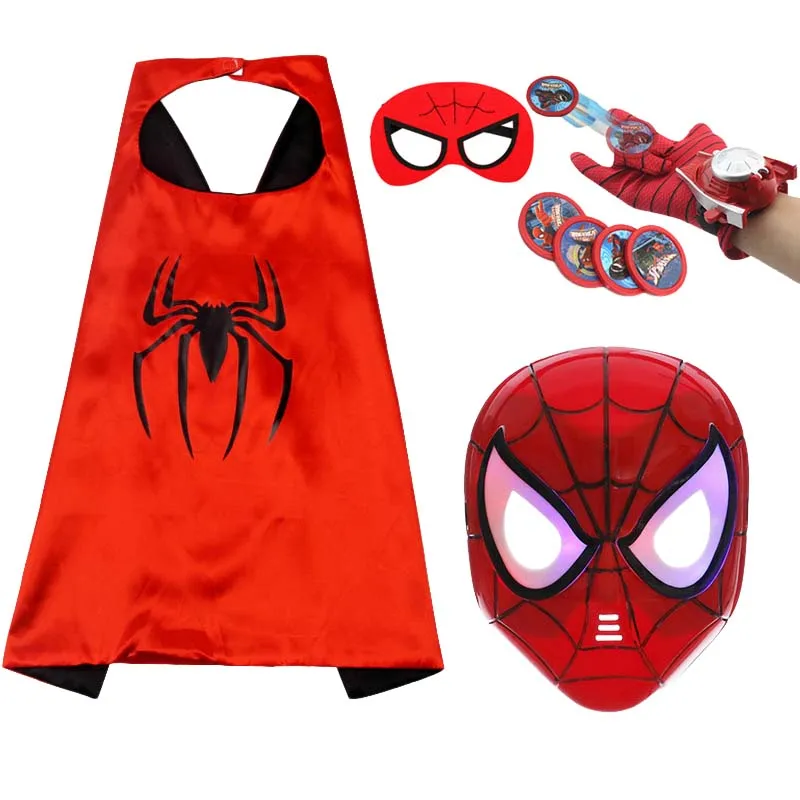 Superhero Spiderman Cosplay Capes Boys Gifts Spider man Mask Launcher ...