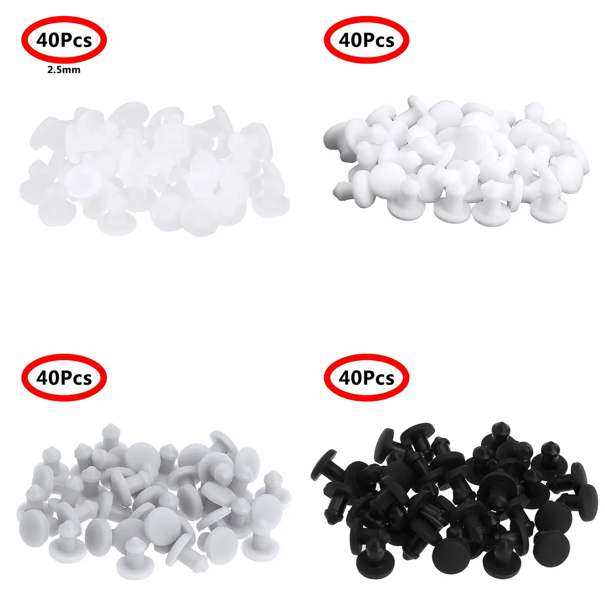 40Pcs 2.5mm Rubber Stoppers Hole Cover High Temperature Resistant Solid ...