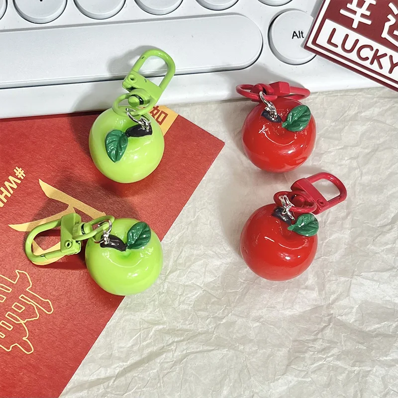 Cute Simulation Fruit Red Apple Keychain Acrylic Mobile Phone Bag ...