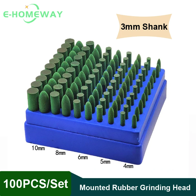 100pcs-Abrasive-Rubber-Mounted-Points-3mm-shank-Grinding-Polishing ...