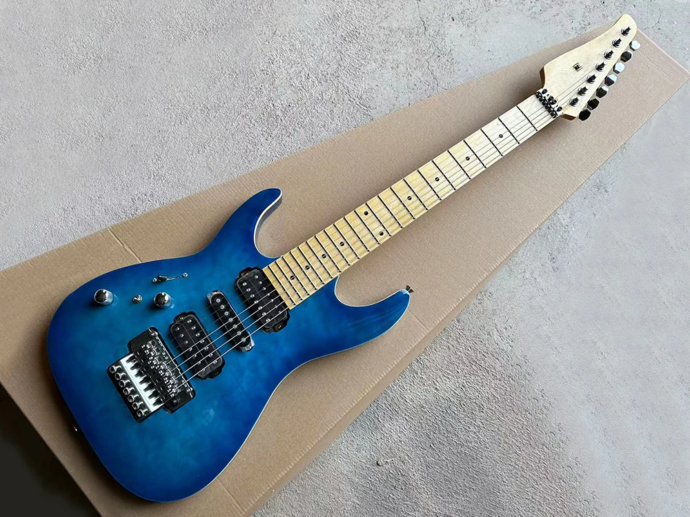 7-Strings-Left-Hand-Blue-Electric-Guitar-with-Treomolo-Bridge-Maple ...