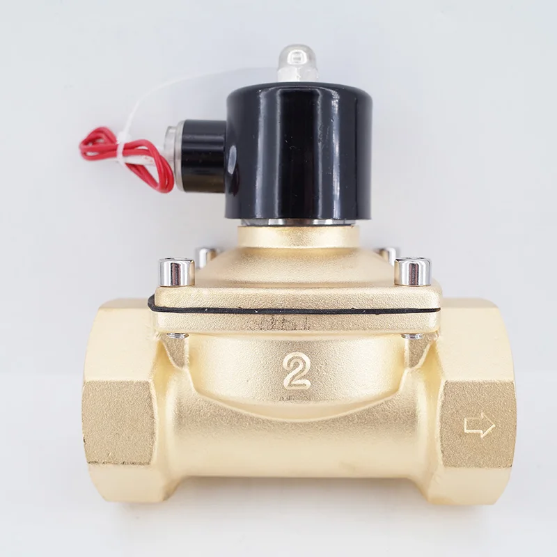 2 Way 2W Series Brass Air Gas Water 2W500 50 All Copper Solenoid Valve 2 Inch 220V AC Normally ...