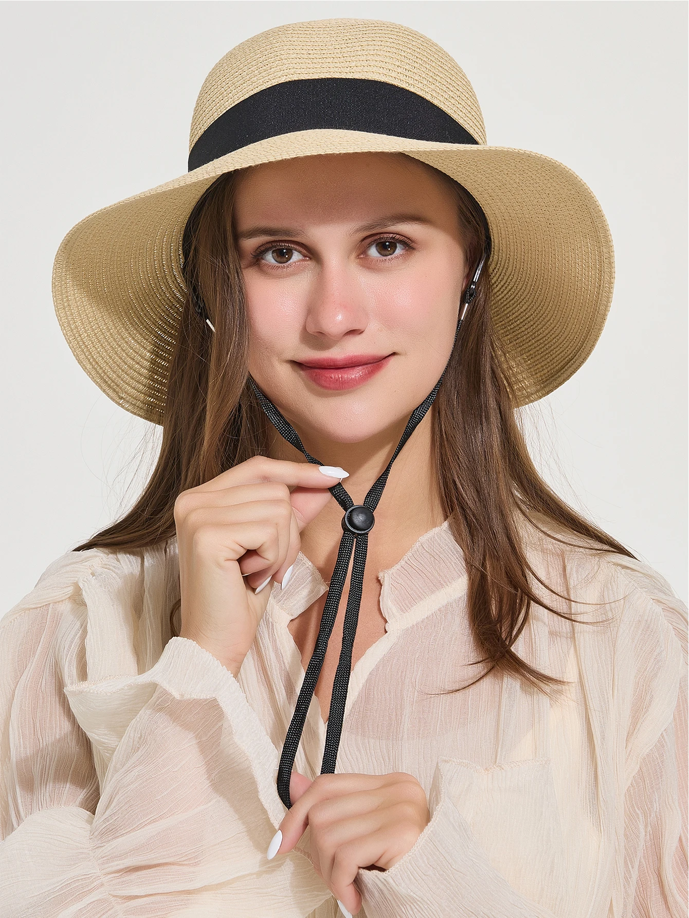 Straw-Hat-For-Women-Summer-Big-Brim-Bowknot-Ribbon-Adjustable-Sun-Hats-Foldable-Sunshade-Beach ...