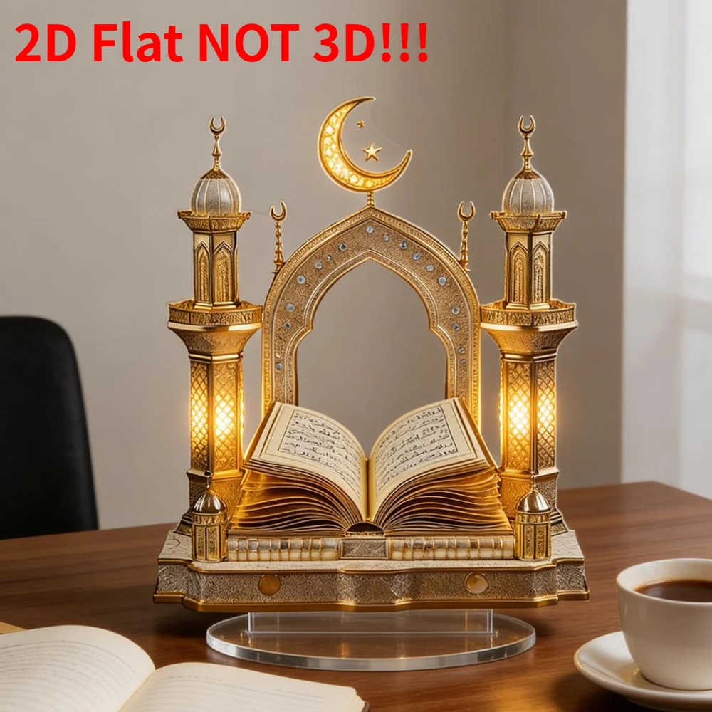1pc 2D Flat Quran Ornament Desktop Decoration Ramadan Moon Star with ...