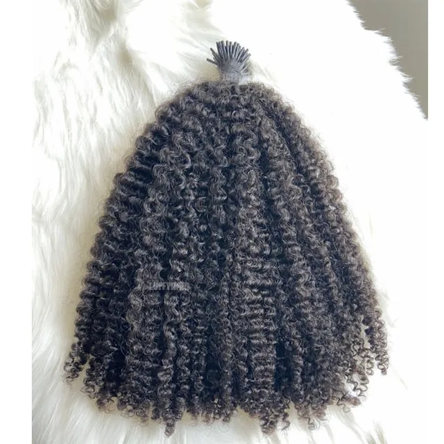 3B 3C Afro Kinky Curly I Tip Hair Extensions Mongolian Kinky Curly Hair ...