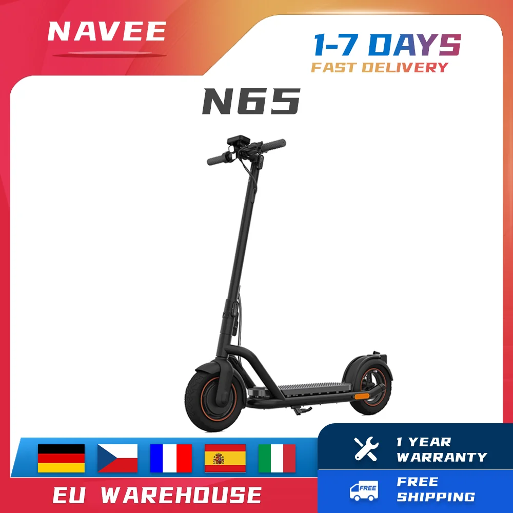 NAVEE N65 10-Inch Folding Electric Scooter 500W Motor 25km/h 48V 12.5Ah ...