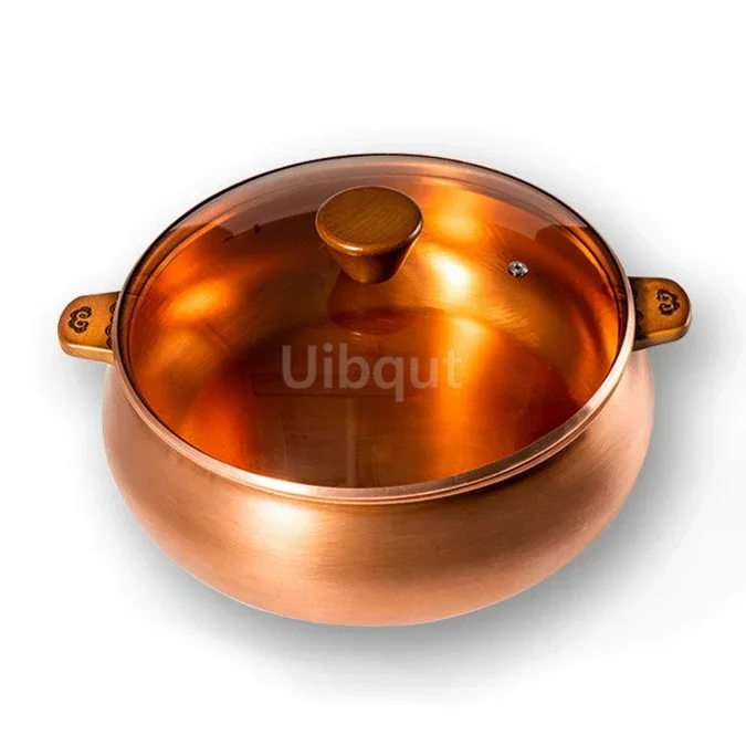 Copper pot Thickened old-fashioned copper hotpot Soup pot Induction ...