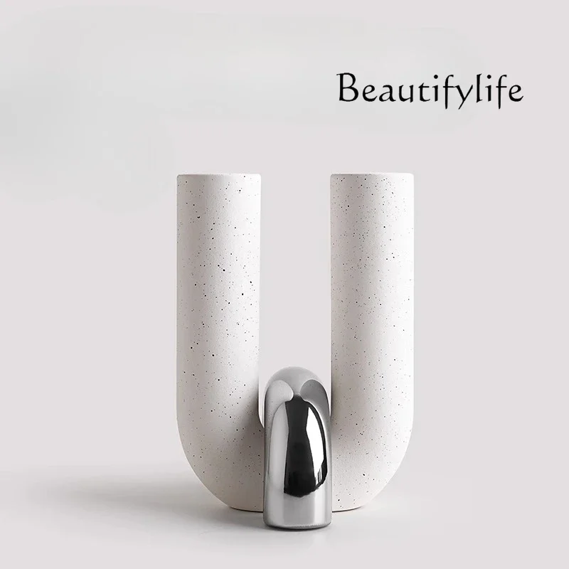 Light luxury creative simple U-shaped cross vase ornament living room ...