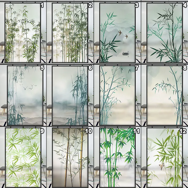 Chinese Bamboo Forest Pattern Privacy Window Film Bamboo Landscape ...