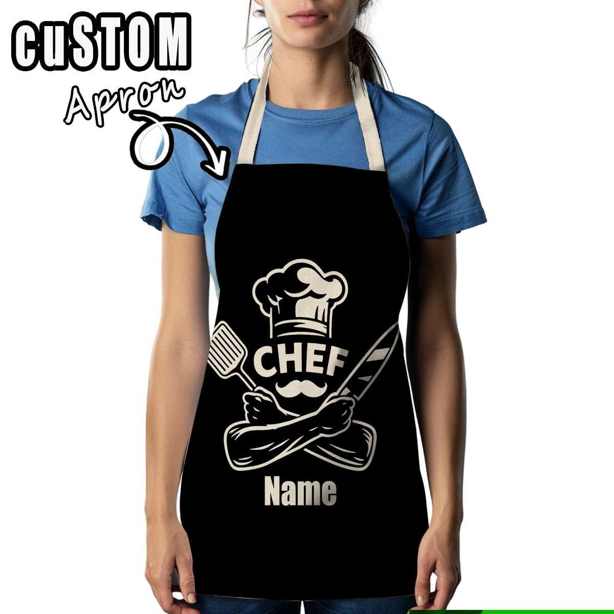 Customizable Text Name Logo Apron Flower Tool Pattern Craftsmanship ...