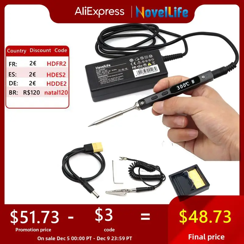 Original TS100 65W Mini Elektrische Lötkolben Station Einstellbare Temperatur Digital Display ...
