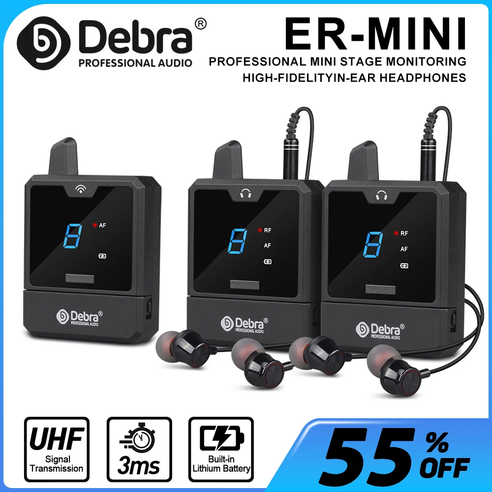 Debra ER-Mini UHF Wireless In-Ear Monitor System, Rechargeable Portable ...