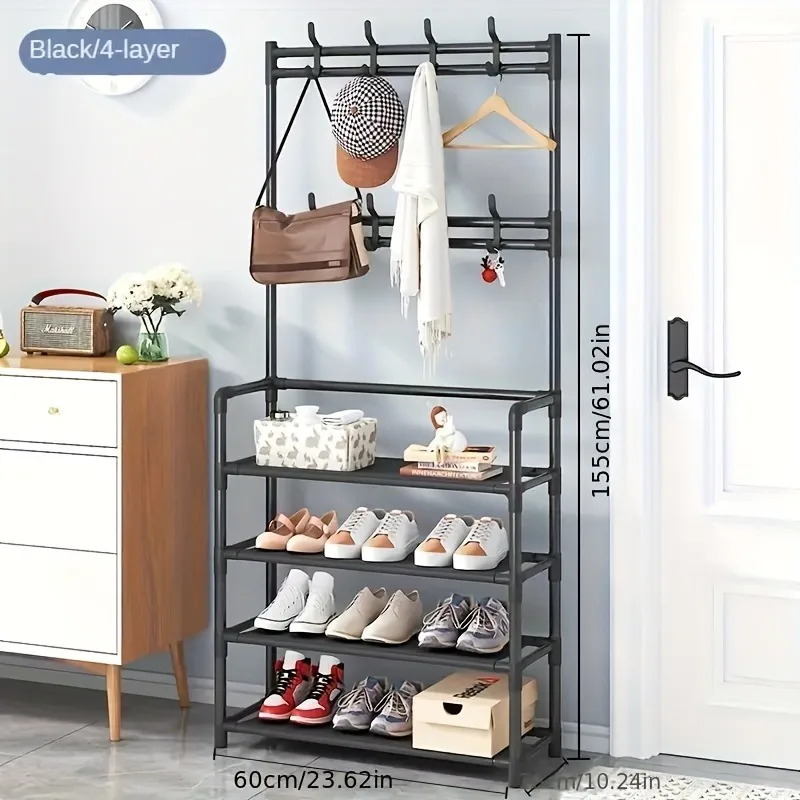 1-Pc-Multi-Layer-Floor-Standing-Shoe-And-Hat-Rack-And-Clothes-Rack ...