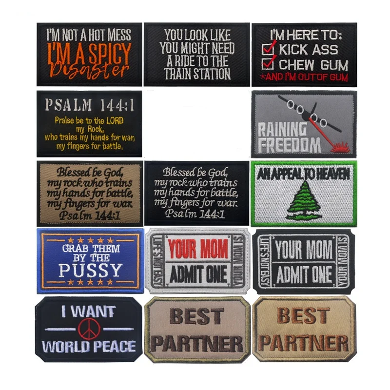 Inspirational-Text-Embroidery-Hook-loop-Badge-English-Funny-Catchword ...