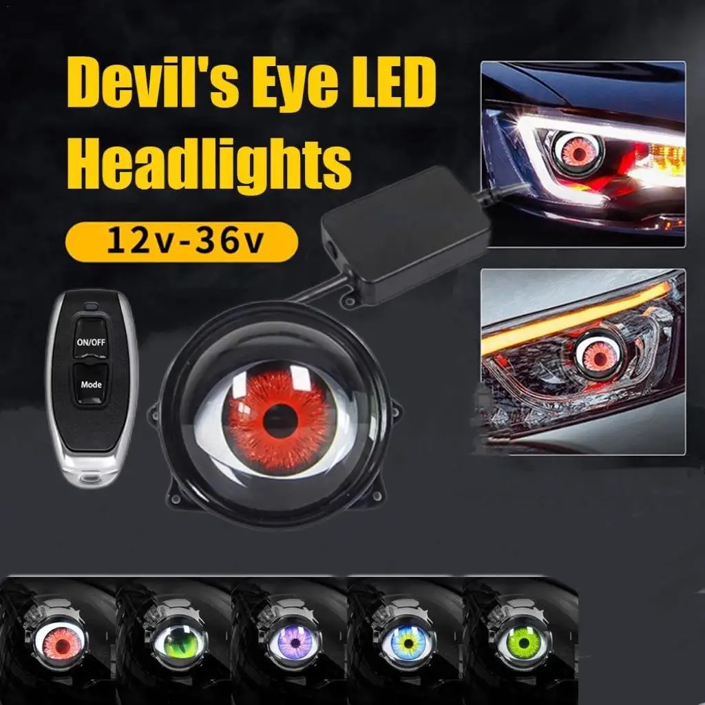 3-Inch Car LED Devil Eye Light – Stylish Headlight Assembly Kit - tech ...