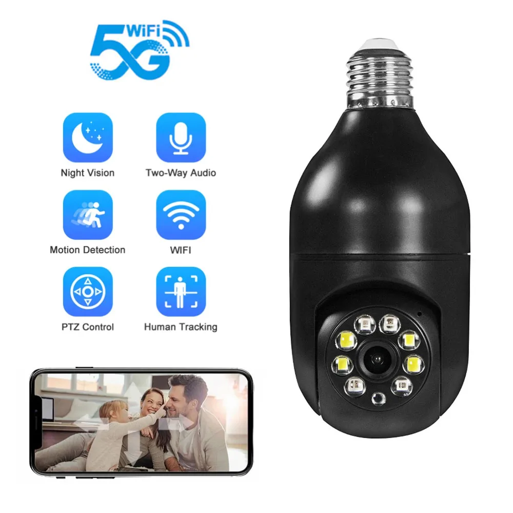 BYSL 5G Wifi E27 Bulb Camera Surveillance Night Vision 1080P Automatic ...
