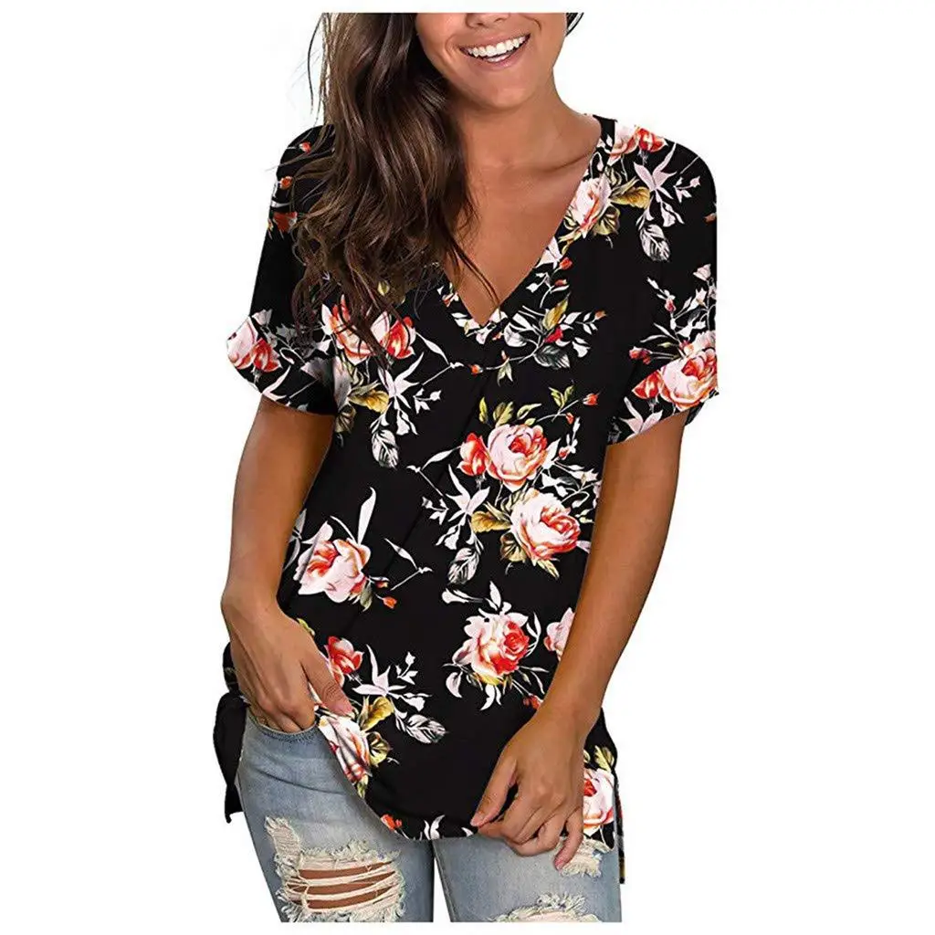 Camiseta-con-estampado-de-flores-en-3d-para-mujer-ropa-femenina-Tops-de ...