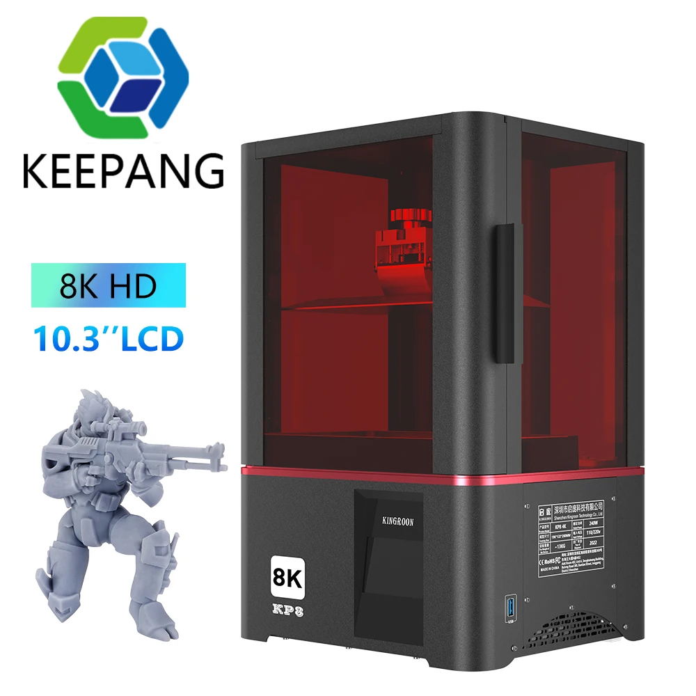 KINGROON KP8 UV 수지 3D 프린터, 광경화 고속 3D 인쇄 10.3 인치, 8K 흑백 LCD 인쇄 크기 ...