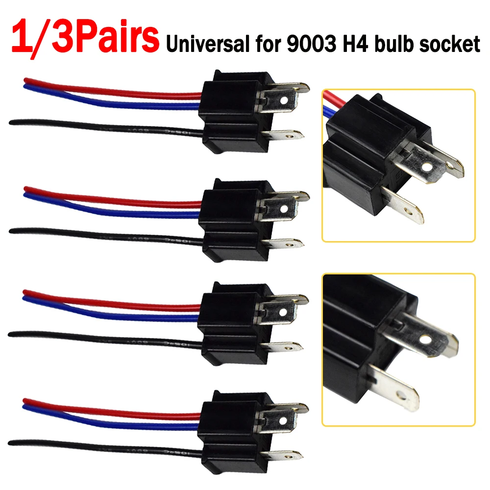 3-1Pairs-9003-H4-Socket-Wiring-Headlamp-Connector-Head-Mother-Head-ABS ...