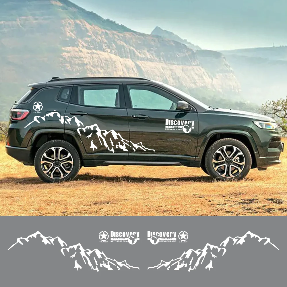 Car Side Stickers Graphics Mountains Star Vinyl Film Decor Decals For ...