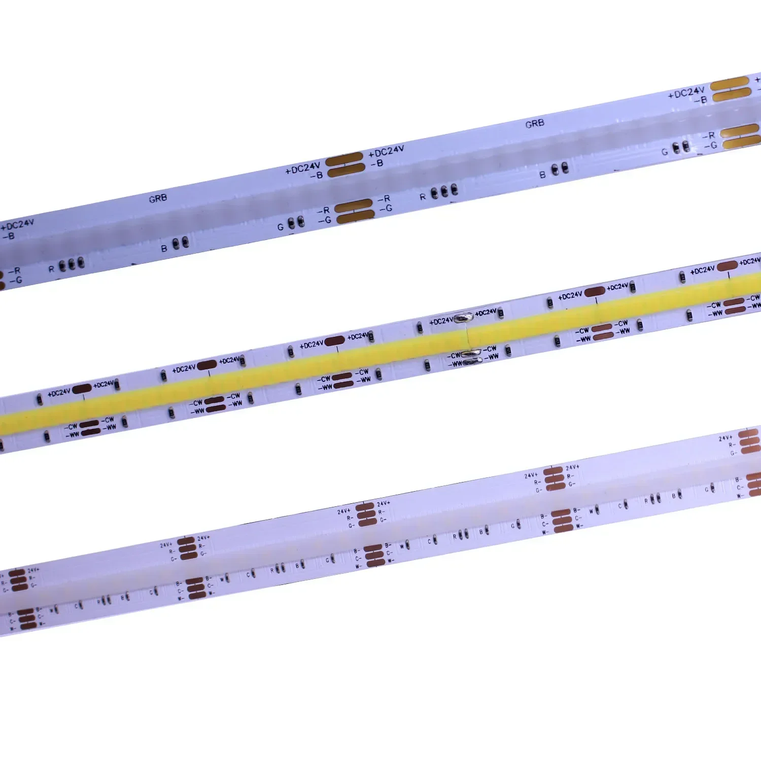 RGB RGBCCT CCT COB LED Strip 12V 24V 608 810 840LEDs/m flessibile COB ...