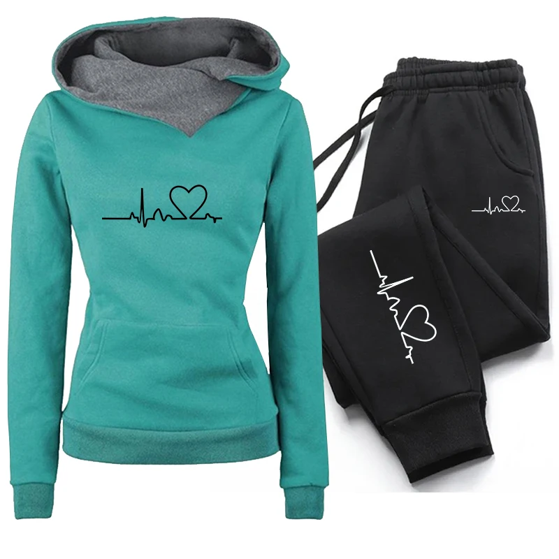 Conjunto-de-Jogging-para-mujer-Sudadera-con-capucha-de-cuello-alto ...