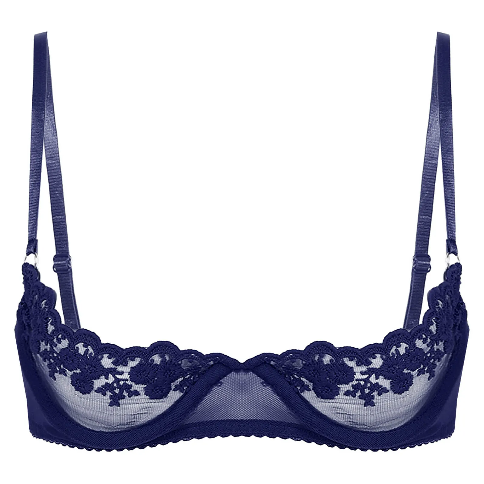 Dames-Lingerie-Doorschijnende-Gebloemde-Kanten-Beugel-Open-Borst ...