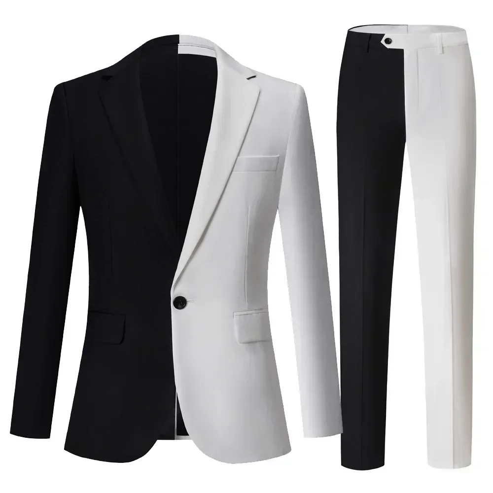 M-5XL-Fashion-Slim-Fit-Men-s-Suit-Black-and-White-Color-Matching-Male ...