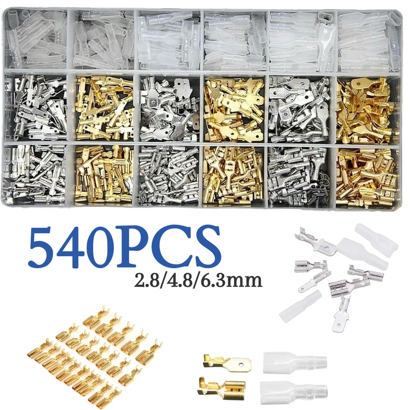 540-360Pcs-Female-Male-Electrical-Spade-Wire-Butt-Connectors-Lugs ...