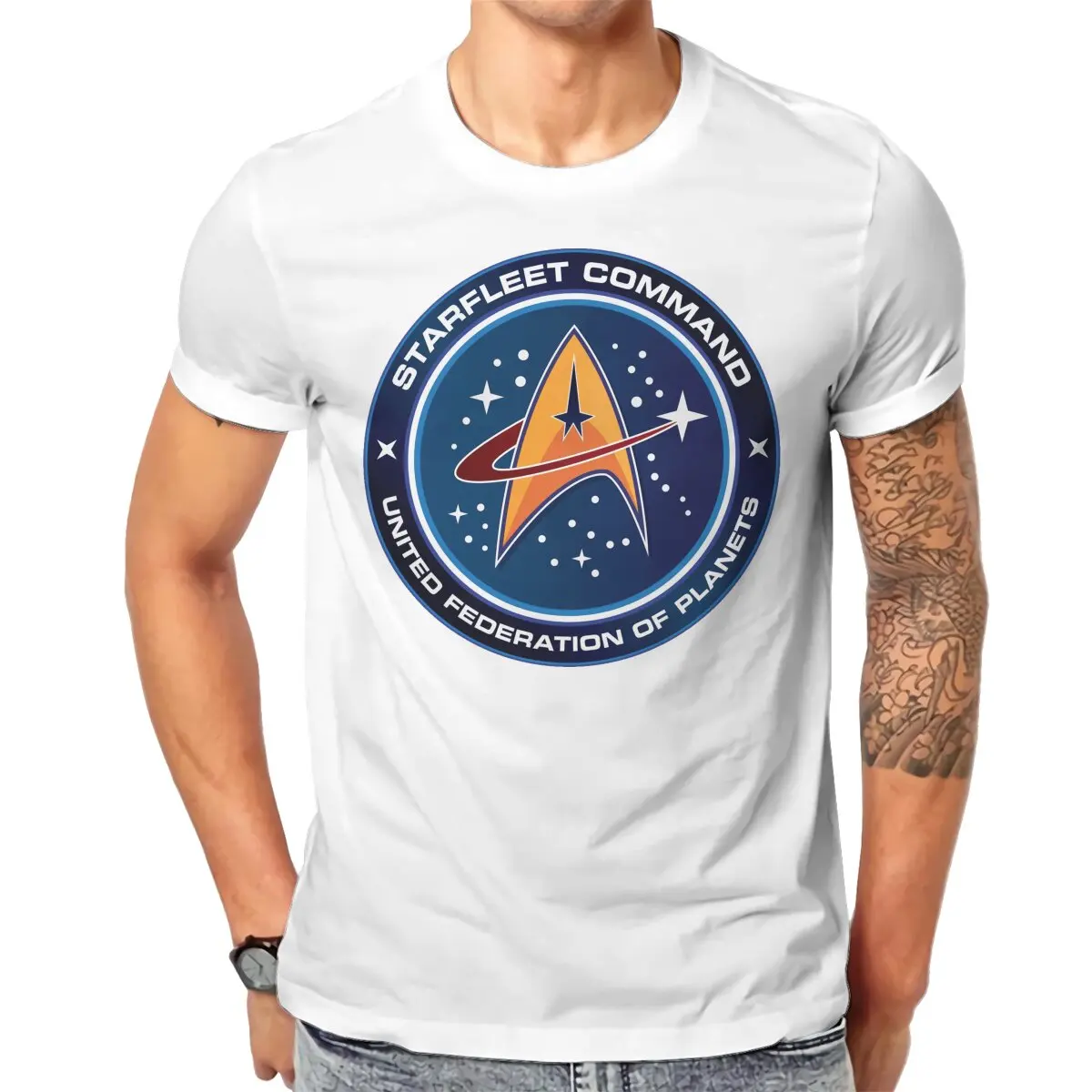 Tops 100% Cotton Leisure Sports Star Treks Starfleet Theme Design Men's ...