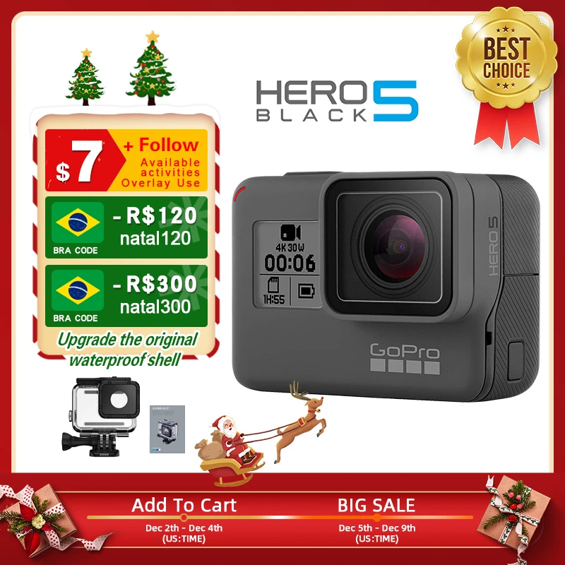 Gopro Hero 5 Black Action Camera 4k 30 Fram Sports Ultra Hd Dv Wifi ...