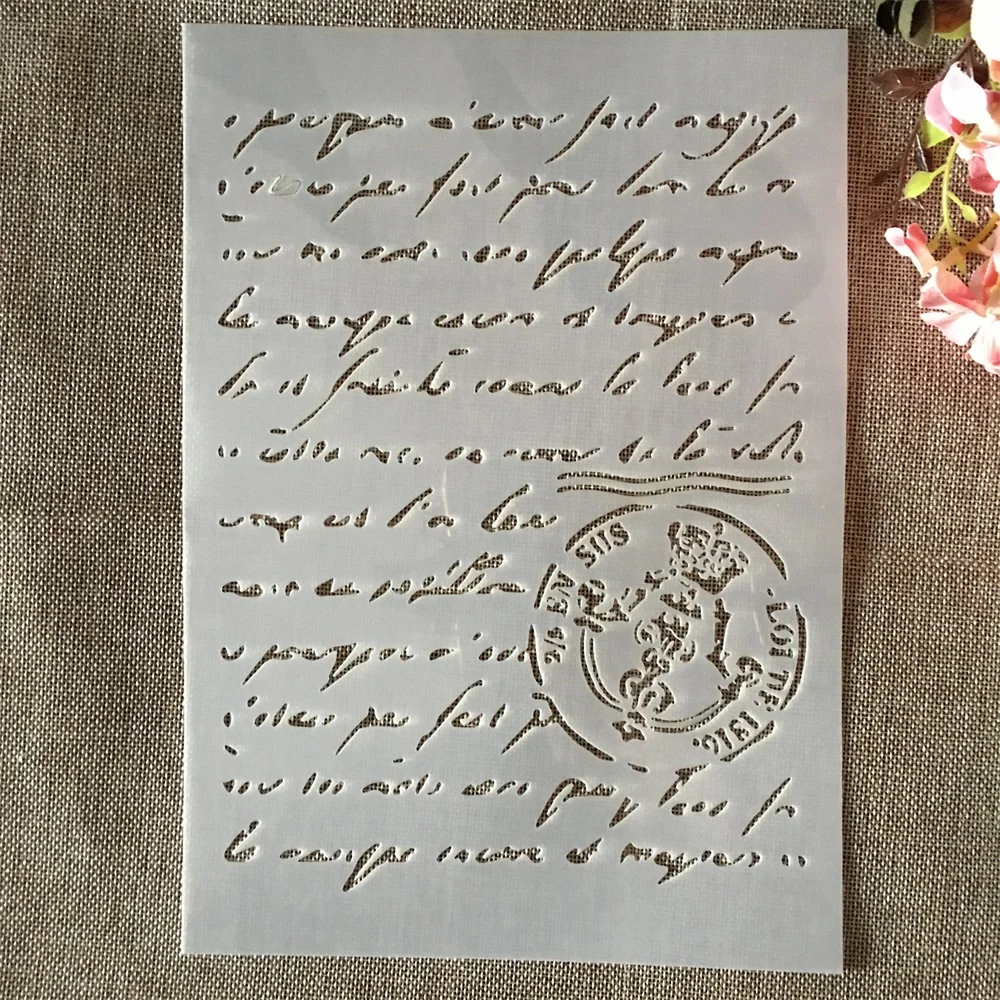 A4 29cm Mail Text with Stamp DIY Layering Stencils Painting Scrapbook ...