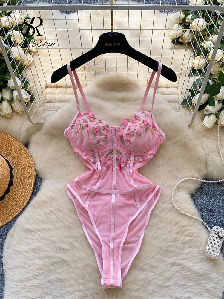 SINGREINY-body de lencería de encaje para mujer, monos eróticos ...