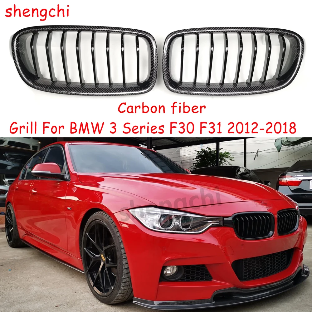 F30-Real-Carbon-Fiber-Front-Bumper-Grill-For-BMW-3-Series-F30-F31-316i ...