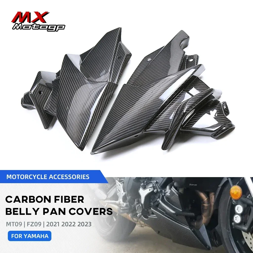 MT-09-Motorcycle-Real-Carbon-Fiber-Belly-Pan-Lower-Engine-Spoiler ...